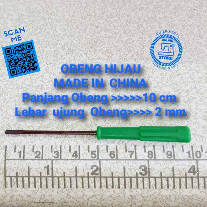 Obeng Warna Hijau Kecil Minus Mesin Jahit Ukuran 10 Cm dan 12 cm ...