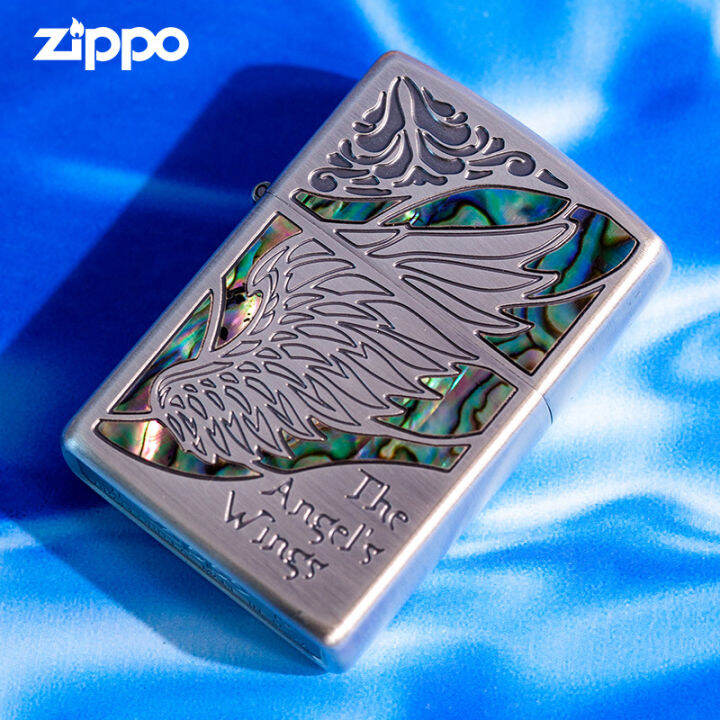 Official zippo lighter men's authentic shell angel wings creative ...