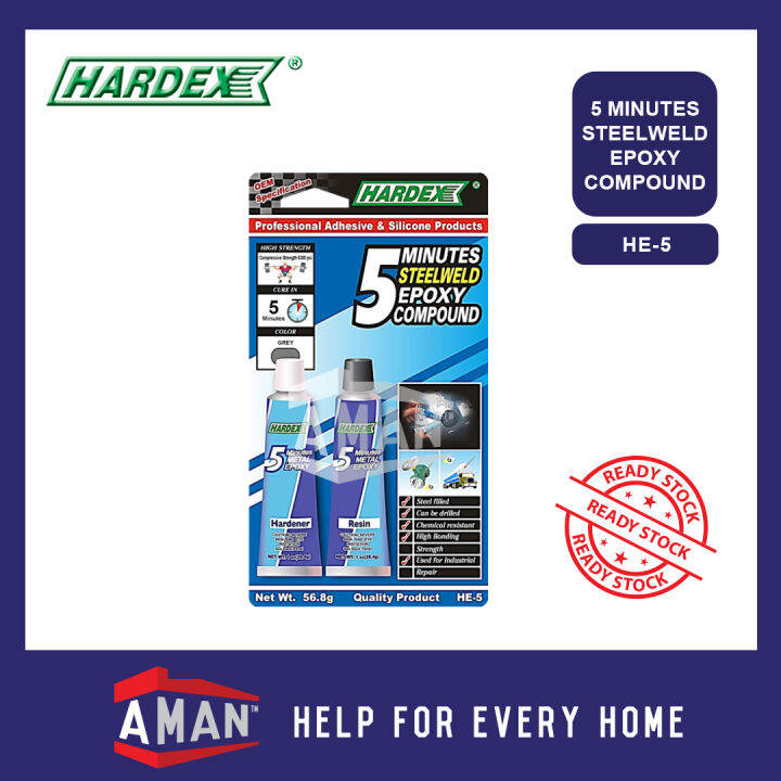 HARDEX HE-5 5 Minutes Metalweld Epoxy Compound 56.8G HE-205 5 Minutes ...