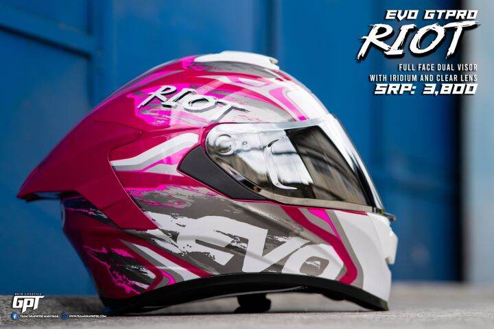 EVO GT-PRO RIOT PINK FULL FACE DUAL VISOR WITH FREE CLEAR LENS | Lazada PH