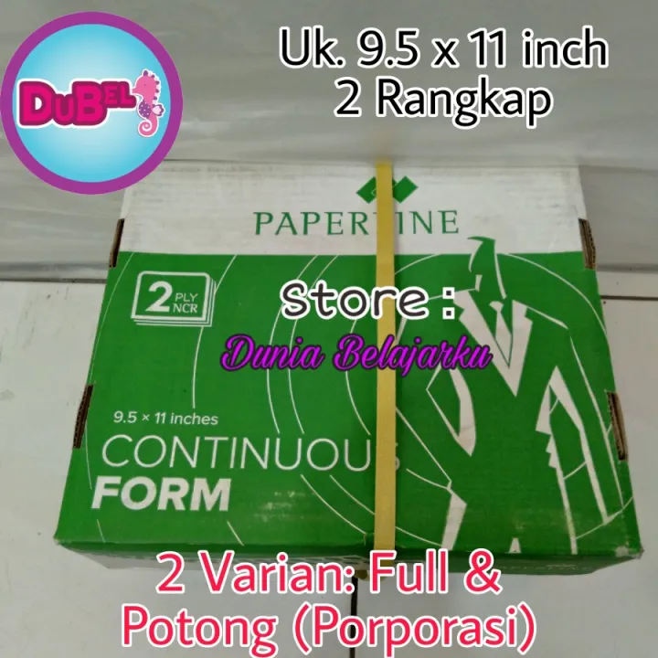 Kertas Faktur Paperline Continuous Form 2 Ply 9.5 x 11 inch Full dan ...
