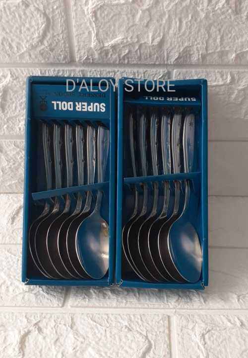 Original Sendok Makan Super Doll Steanles Stell Isi 6 Pcs | Lazada ...