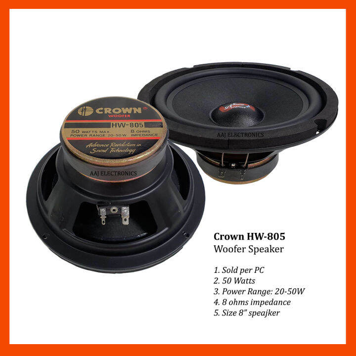 1PC Original Crown HW-805 Size 8" Woofer Speaker | Lazada PH