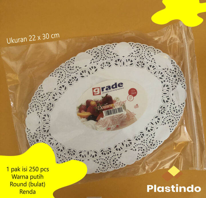 Kertas Renda Alas Roti Doilies Paper Grade Oval 22 x 30 cm Warna Putih ...