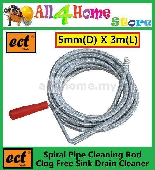 ECT Spiral Pipe Cleaning Rod Clog Free Sink Drain Cleaner 5mm X 3m | Lazada