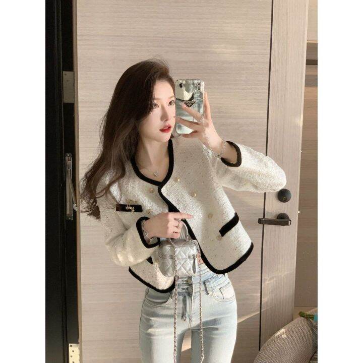 Coconie เสื้อครอปคอกลมผู้หญิงสไตล์เกาหลีแบบใหม่อารมณ์เรียบง่ายเสื้อทรง ...