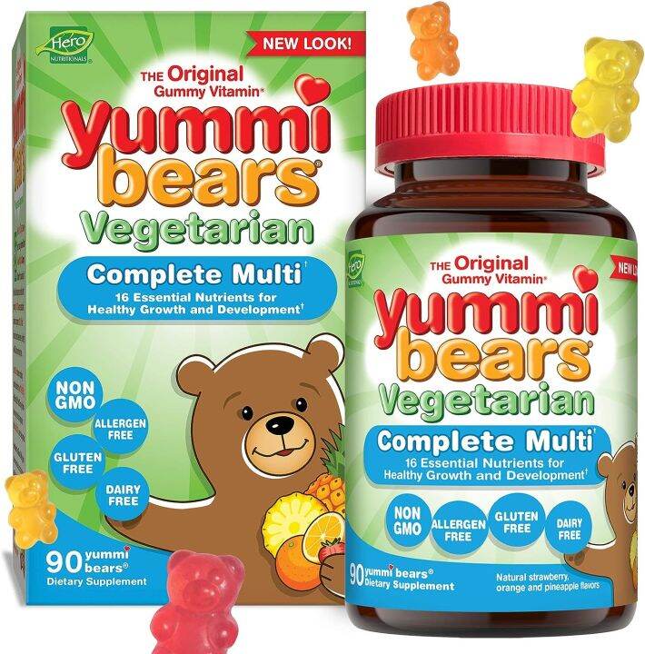 Yummi Bears Vegetarian Multivitamin and Mineral Supplement, Gummy ...