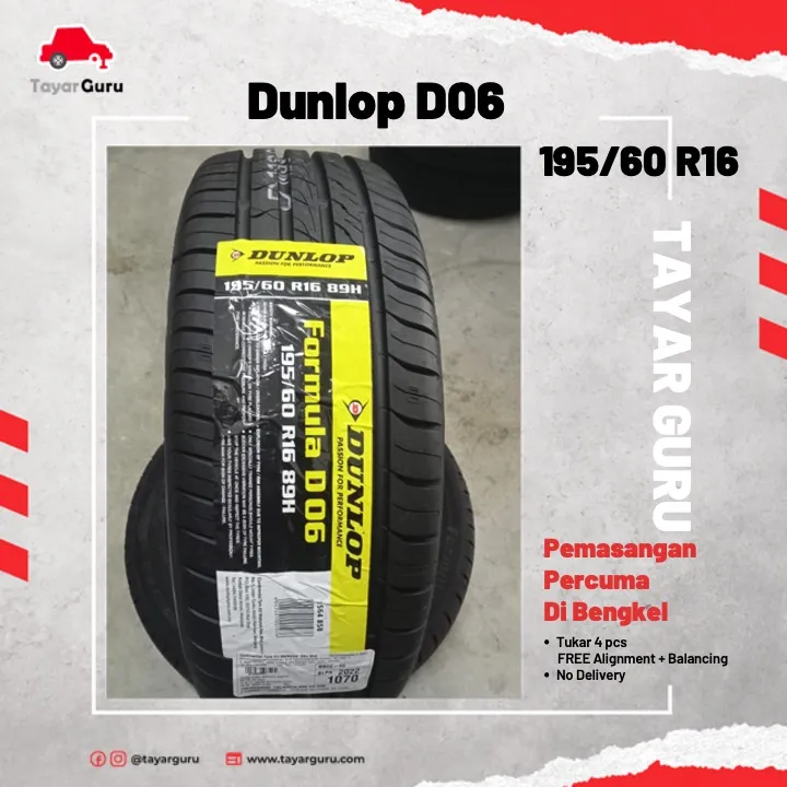 Dunlop Formula D06 195/60R16 Tayar Baru (Installation) 195 60 16 New Tyre Tire TayarGuru Pasang ...