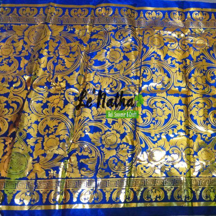 Kain Prada Bali Satin Biru Motif Bunga Bun Pakaian Adat Bali Baju Tari ...