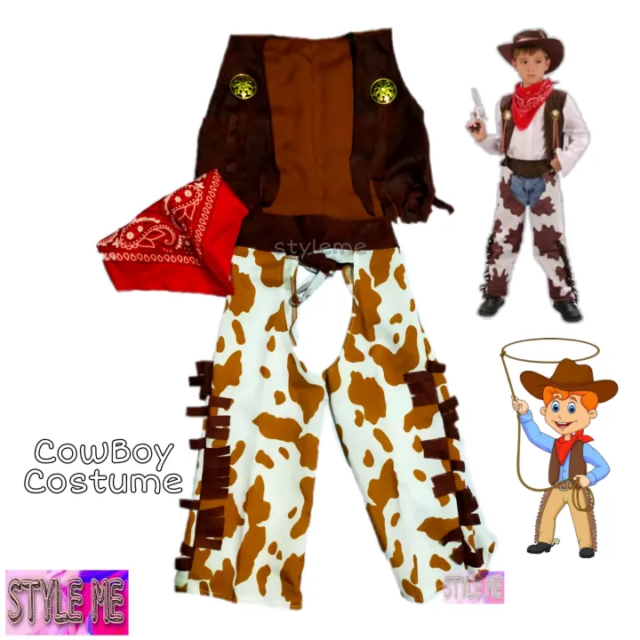 COW BOY FARM COSTUME COSPLAY ROLEPLAY FOR KIDS COMPLETE SET FOR 2 ...