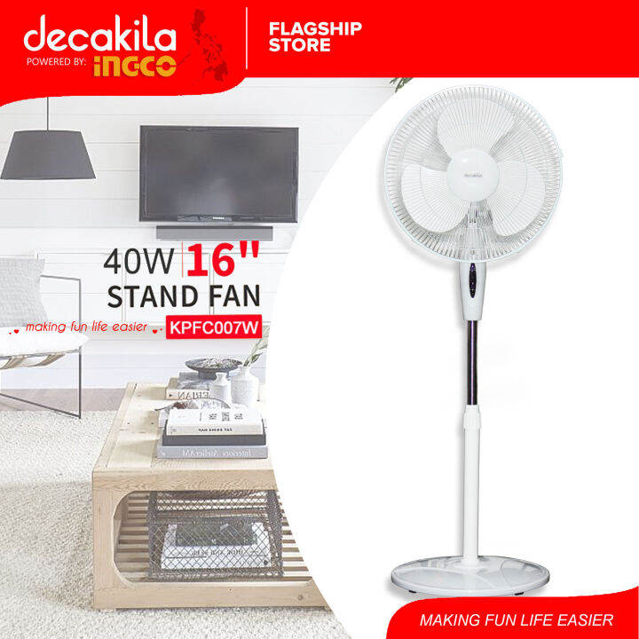 Decakila KPFC007W Electric White Stand Fan 16" POWERED BY INGCO | Lazada PH