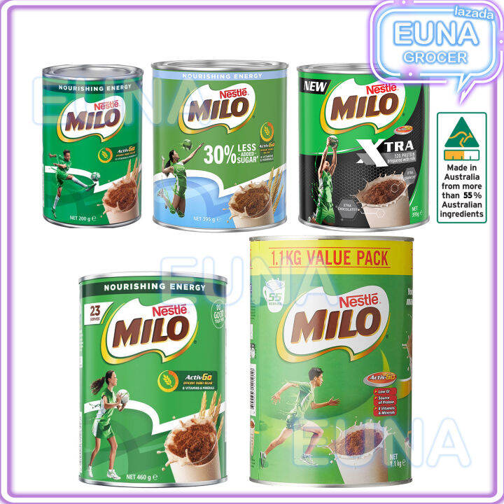 MILO Australia (200g, 460g , 1.1Kg , 30% Less Added Sugar 395G, Xtra ...