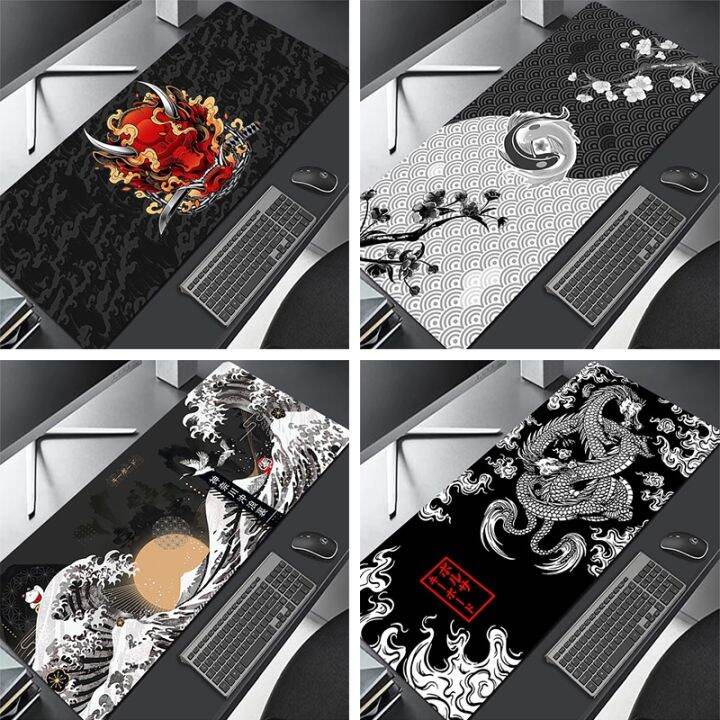 Oni Large Gaming Mouse Pad Japanese Black Dragon Table Mat 40x90cm Big ...
