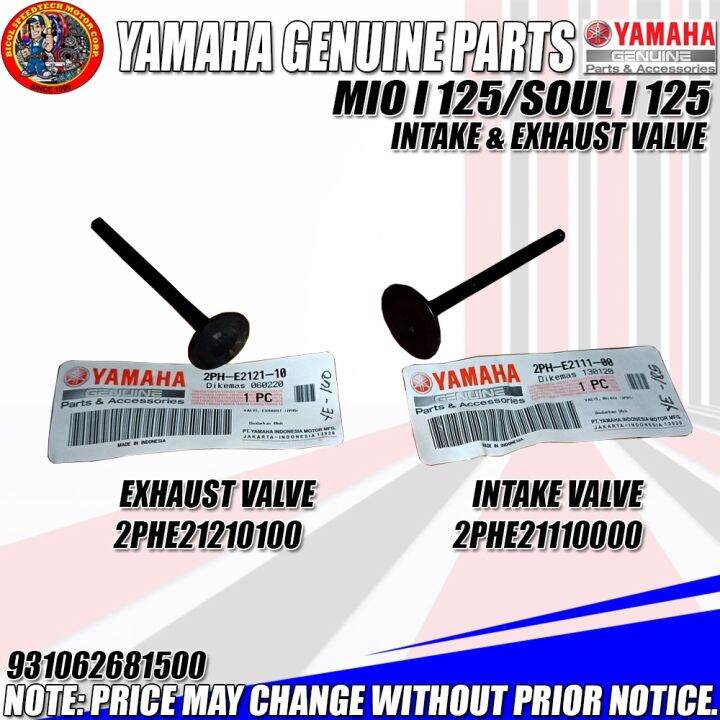 MIO I 125 S/SOUL I 125/FAZZIO VALVE (YGP) (GENUINE: INTAKE- 2PH-E2111-00, EXHAUST- 2PH-E2121-10 ...