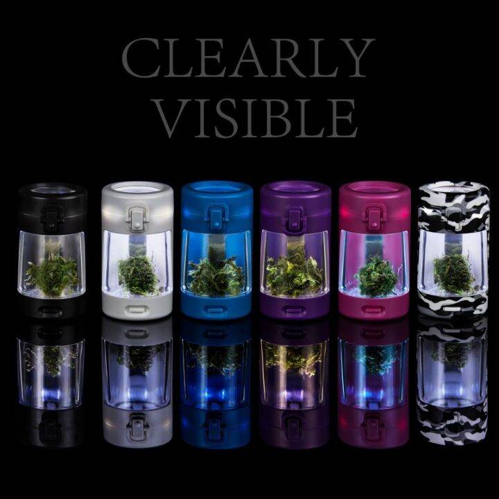 Glass Mini Air Tight Storage Herb Stash Container Led Magnifying Mag ...