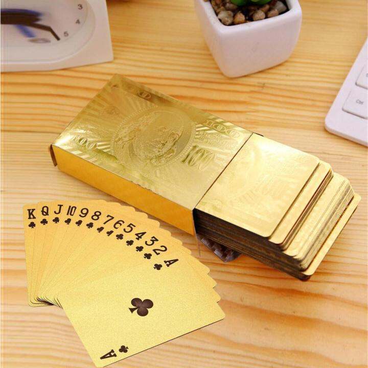 24K Karat Gold Plated Magic Poker Playing Cards Deck With Red Wooden ...
