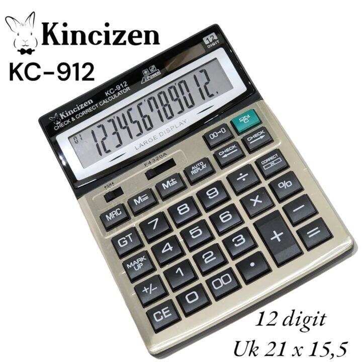 Kalkulator Dagang Meja 12 Digit Ukuran Layar Besar Big Display KINCIZEN 912B KC-912B 912 ...