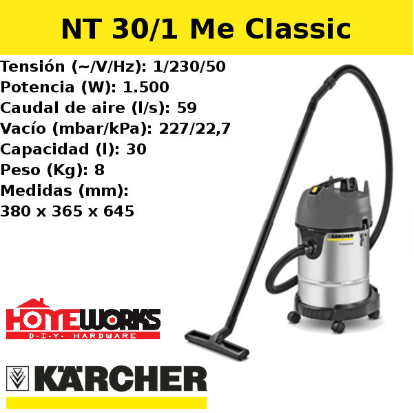 Karcher Wet And Dry Vacuum Cleaner Nt30 1 Me Classic Ready Stock In