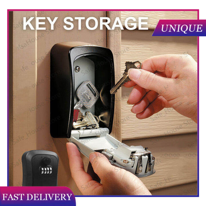 UNIQUE Wall Mount Key Storage Secret Box Weatherproof Organizer 4 Digit ...