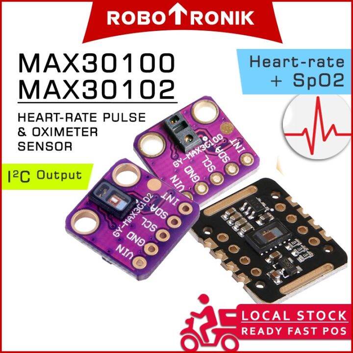 Heart-Rate Pulse Sensor & Oximeter MAX30100 MAX30102 compatible Arduino ...