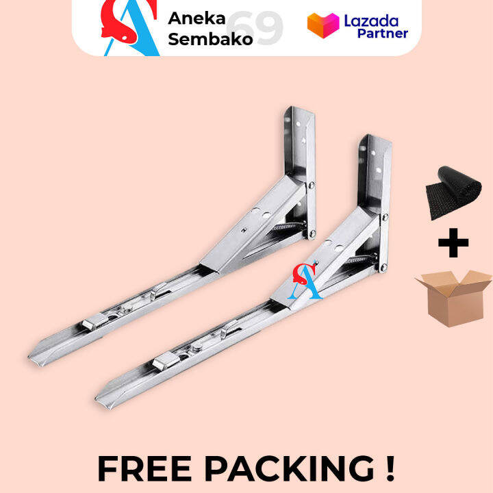 Engsel Bracket Besi Siku Meja Lipat Rak Stainless Steel Max 65KG 2Pcs ...