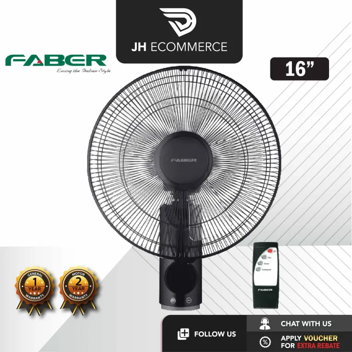 Faber 16 Inch 5 Blades Wall Fan FWF VENTO GEN 2 1635R w Display Panel ...