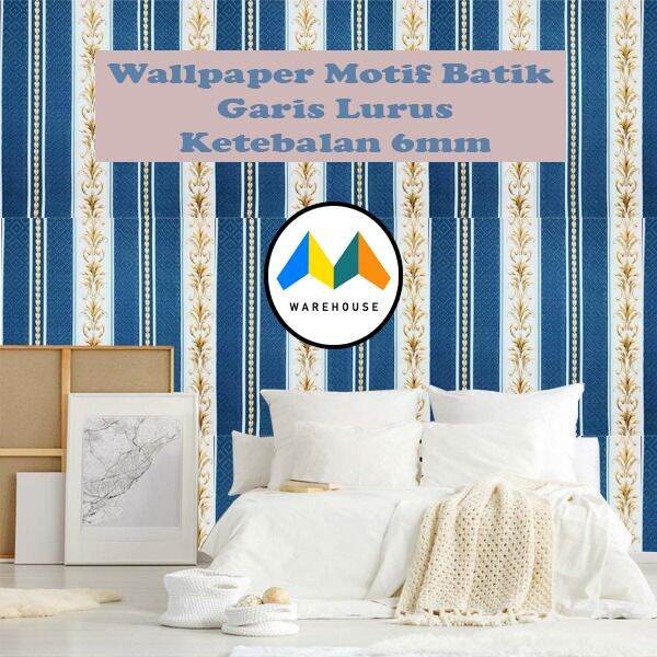 MW Wallpaper Foam 3D Batik Motif Bunga Garis Lurus Wall Paper Dinding ...