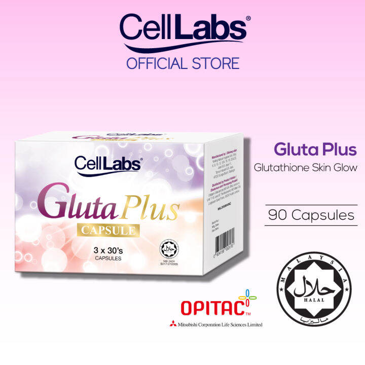 CellLabs Gluta Plus (3 x 30 capsules) Lighten Skin Tone | Reduce Dark ...