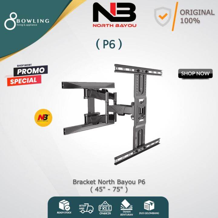 Bracket TV Monitor LED LCD North Bayou NB P6 40 - 80 Inci Swivel Braket | Lazada Indonesia