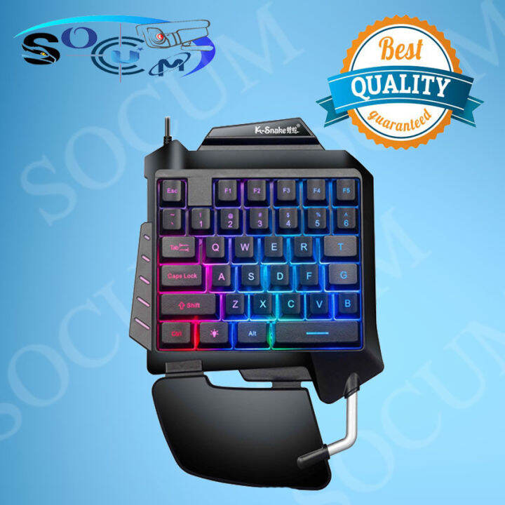 K-SNAKE G92 Wired One-Hand Gaming Mechanical Keyboard With Colorful LED ...