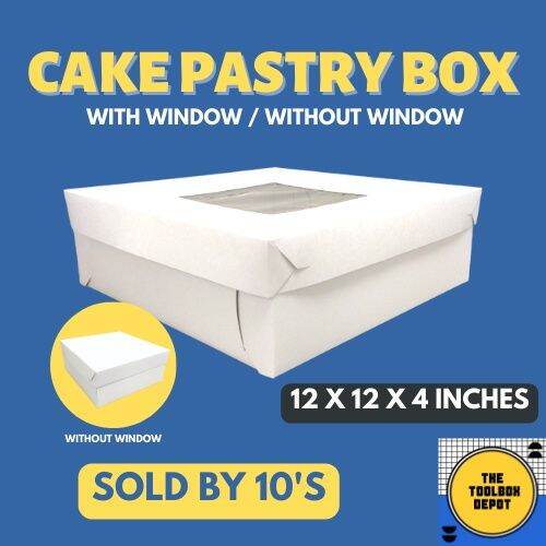 Cake Box Plain White 12x12x4 With Window or No Window Pastry Cake Box ...
