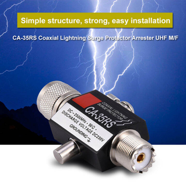CA-35RS Coaxial Lightning Surge Protector Arrester Male to Female UHF ...