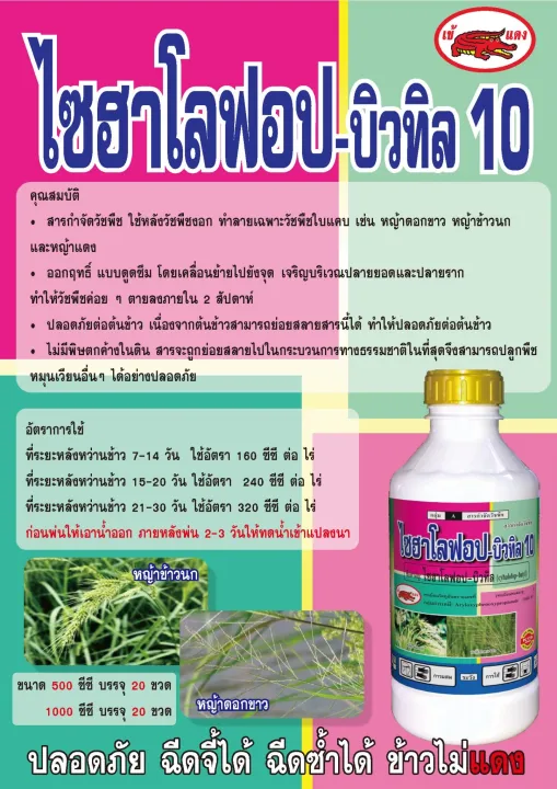 ไซฮาโลฟอบ บิวทิล10%W/V EC ขนาด 500 ซีซี ยากำจัดวัชพืชใบแคบทุกชนิด โดยเฉพาะหญ้าดอกขาว ฉีดจี้ฉีด ...