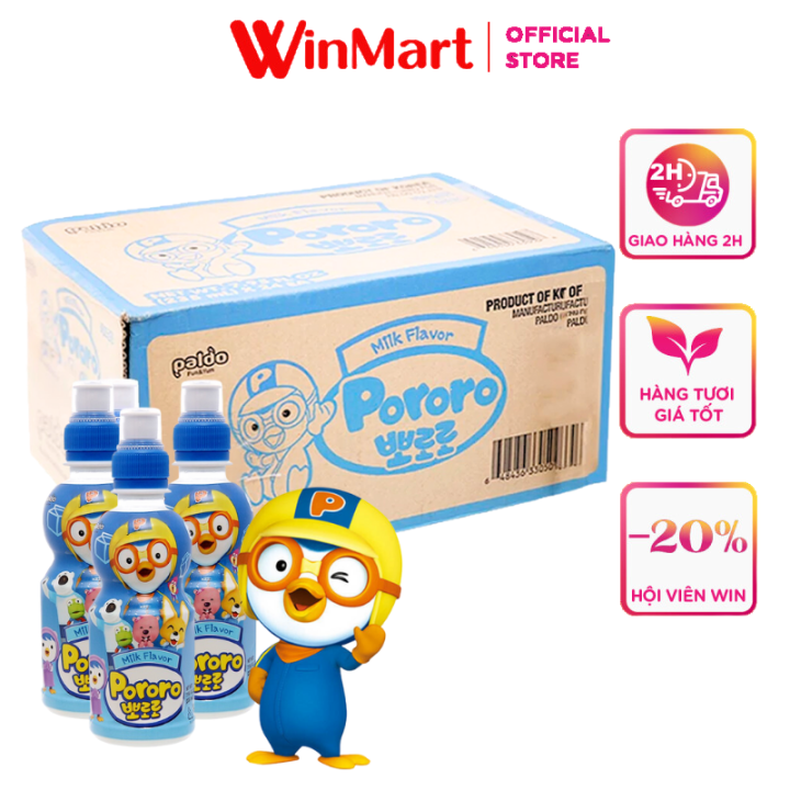 [Siêu thị WinMart] - Thùng 24 chai nước uống Pororo hương vị sữa 235ml | Lazada.vn