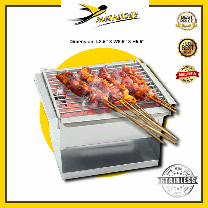 Metallogy BBQ Grill Mini With Stand Classic Premium Stainless Steel ...