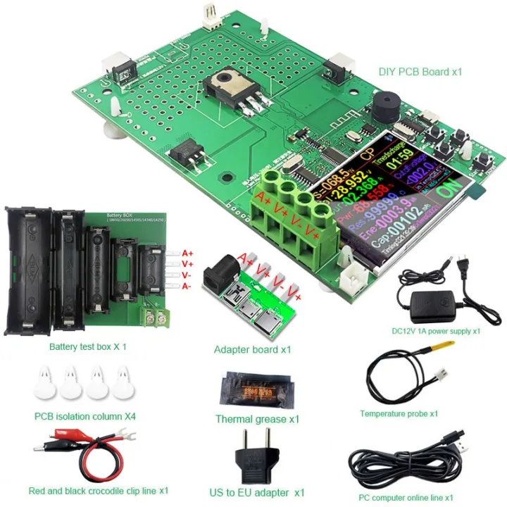 DIY 1000W 2.4" DC USB tester electronic load lithium battery capacity ...