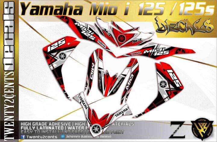 Yamaha Mio i 125 / 125s Decals High-Quality Stickers red (racing ...