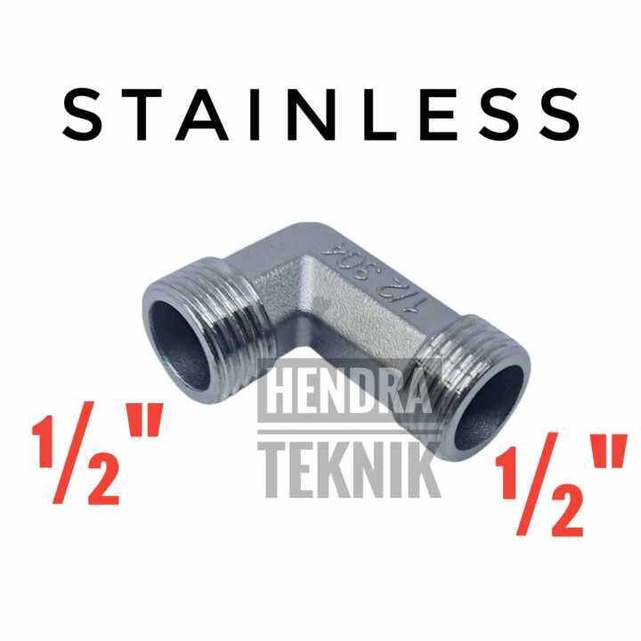FITTING KNEE DRAT LUAR 1/2 INCI STAINLESS SAMBUNGAN PIPA SETENGAH DIM ELBOW DRAT LUAR AIR ...