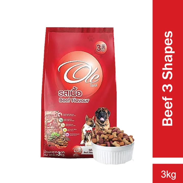 Ole Dog Food Beef Flavor Three Shapes Flavor Dry Dog Food 3kg | Lazada PH