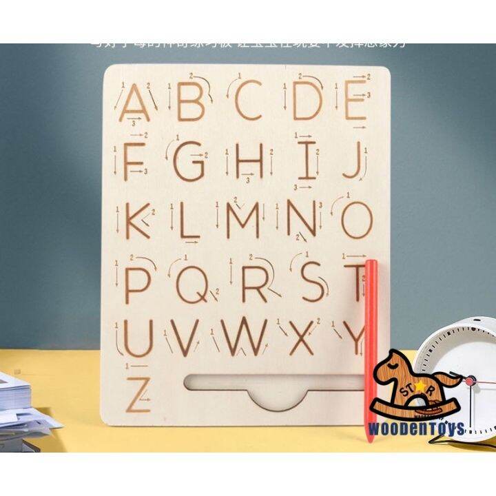 Wooden Alphabet and Number Handwriting Tracing Board for Kids Learn to ...