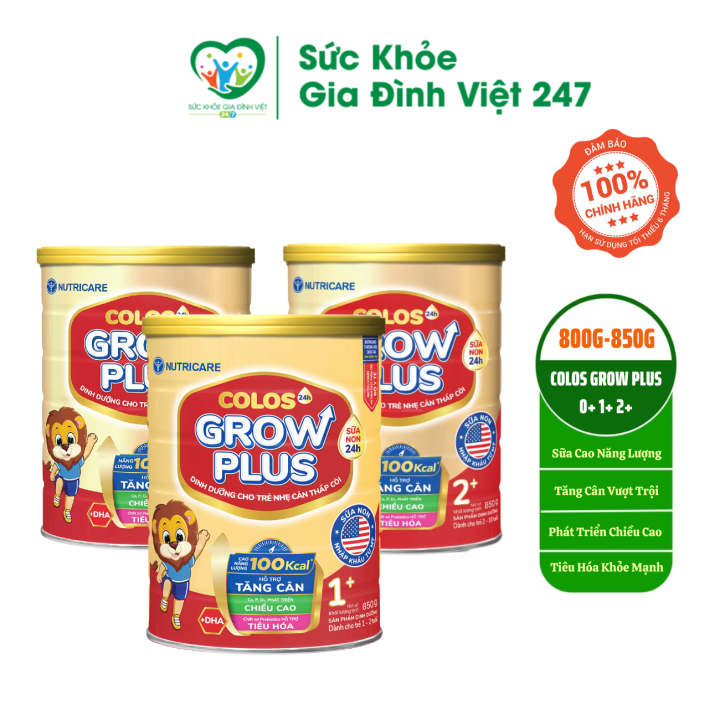 Sữa Nutricare Colos Grow Plus 0+ 1+ 2+ - 800G 850G Giúp Tăng Cân Khỏe Mạnh Phát Triển Chiều Cao ...