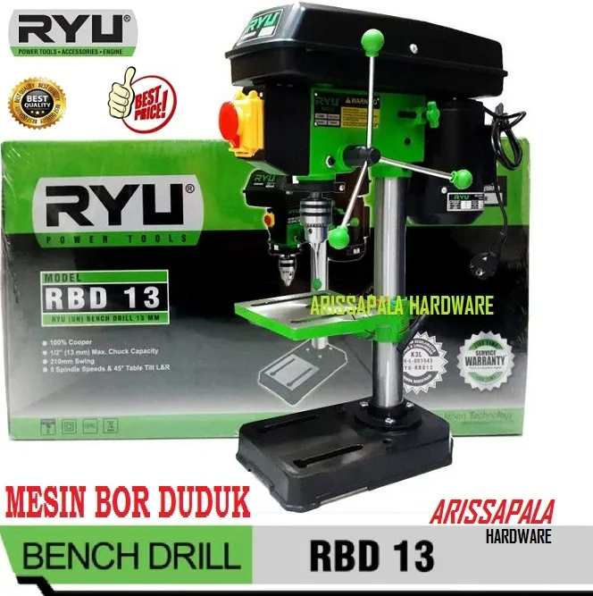 Mesin Bor Duduk Ryu 13 MM - Bench Drill RBD 13 RBD 13 mm TEKIRO RYU ...