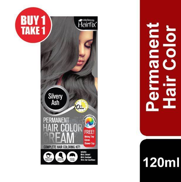 HAIRFIX PERMANENT HAIR COLOR CREAM KIT SILVERY ASH 120ML ( BUY 1 TAKE 1 ...