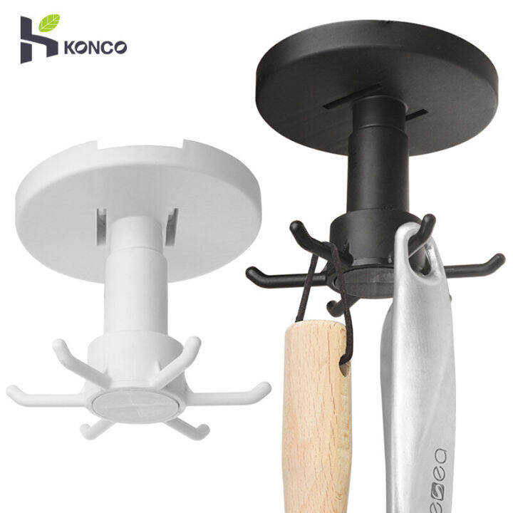 Konco Punch free Hanger Kitchen Ceiling suction 360 degree rotatable Storage rack Strong ...