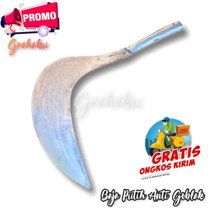 ( Ukuran Besar ) Arit Baja Putih Gagang Besi - Sabit Potong Rumput Dan ...