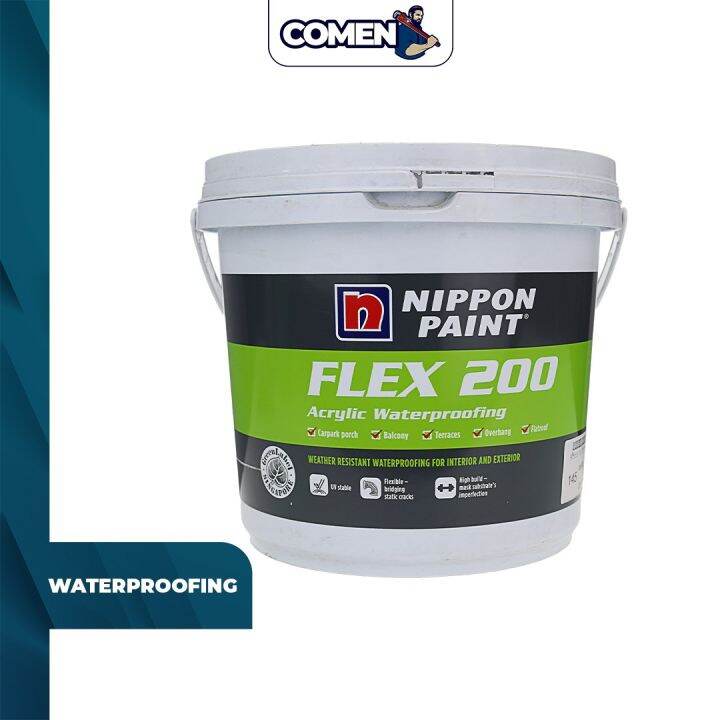 NIPPON PAINT Flex 200 Acrylic Waterproofing 5KG Wall Roof Balcony Waterproof Paint Cat Kali Air ...