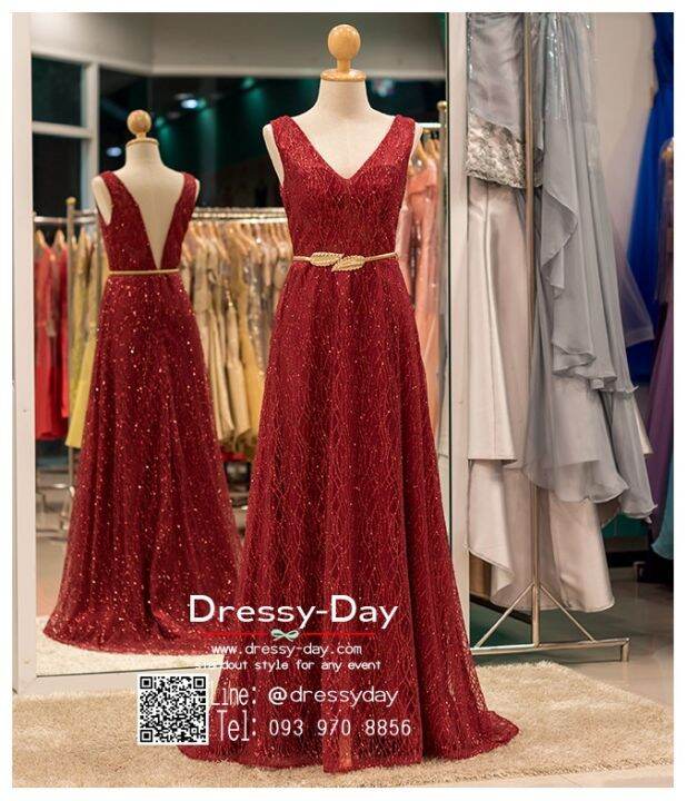 ชุดราตรียาวแขนกุด คอวี ชุดไปงานแต่งกลางคืน ชุดราตรีคนอ้วน สวย ผอม หรู ...