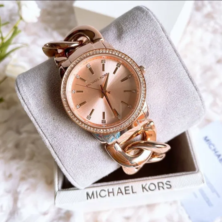 Authentic Michael Kors Nini Quartz Crystal Rose Dial Ladies Watch ...
