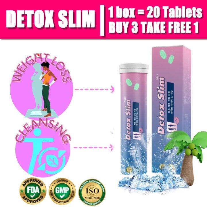 Original Detox Slim Slimming Effervescent Tablets Fat Buster Weight Loss Korea (1 box 20 Tablets ...