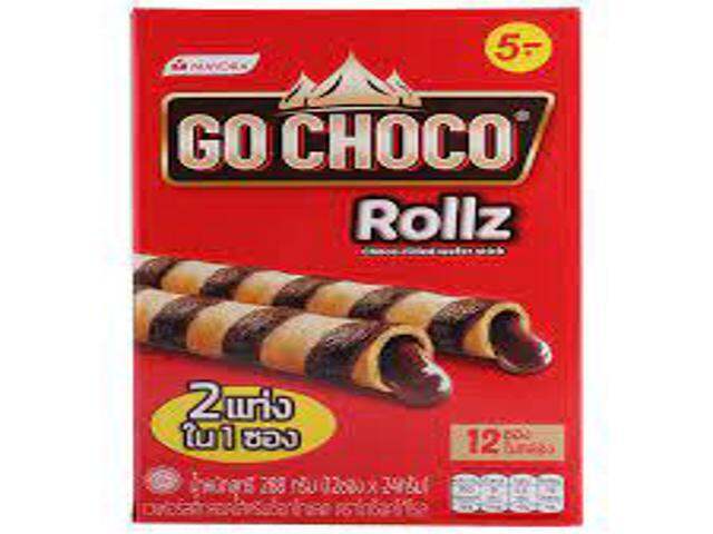 Go Choco Rollz Twin โก ช็อกโก้ โรล ทวิน ขนม เวเฟอร์ สอดไส้ช็อกโกแลต 24 ...
